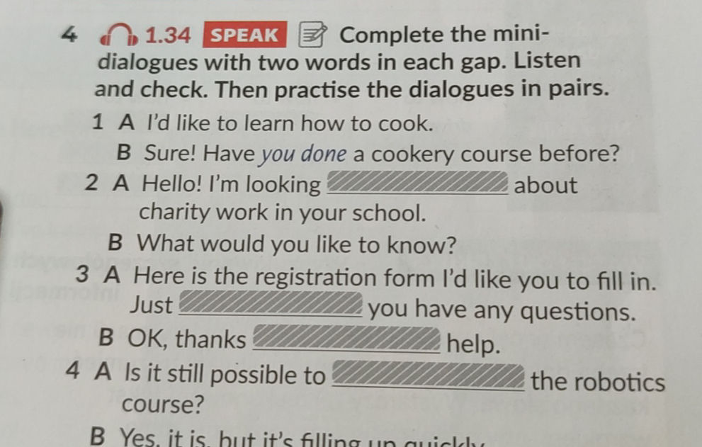 Complete the mini-dialogues with two words | StudyX