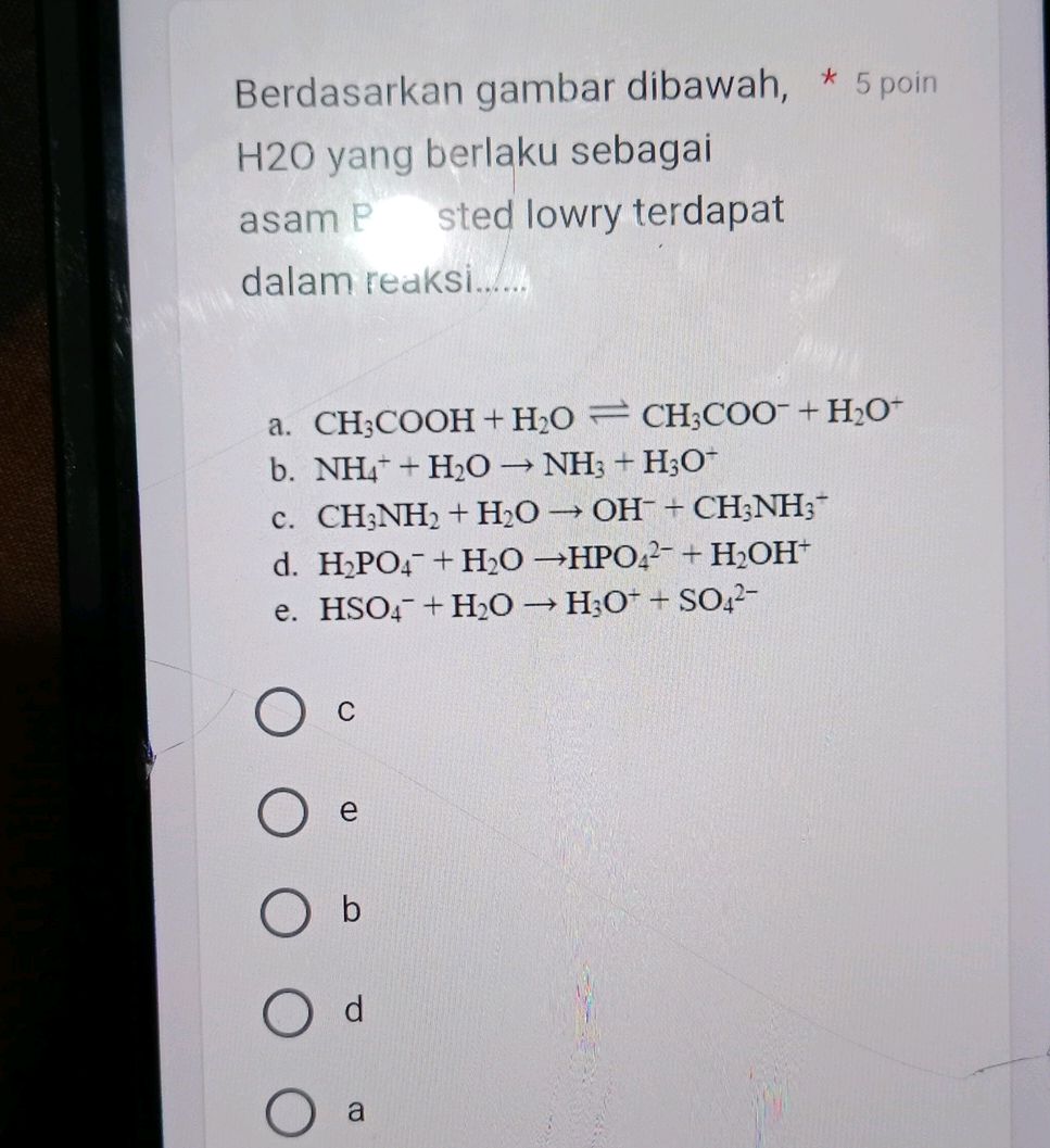 Berdasarkan gambar dibawah, H2O yang berlaku | StudyX