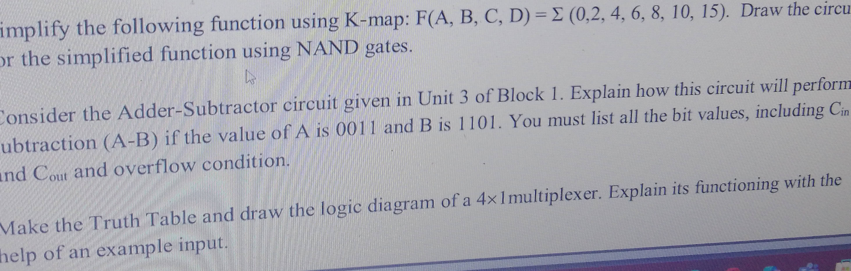 Simplify the following function using K-map: | StudyX