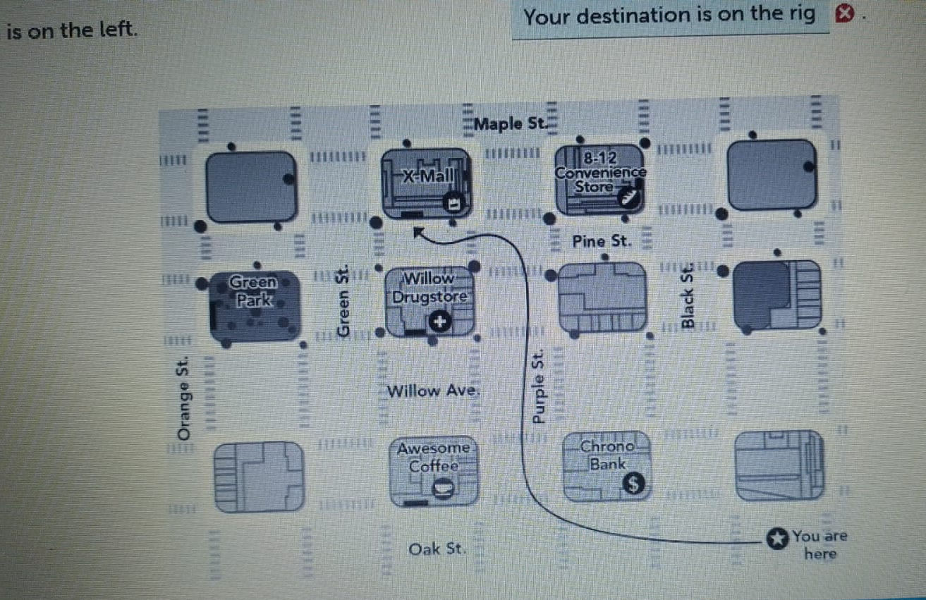 The image shows a map with a route marked | StudyX