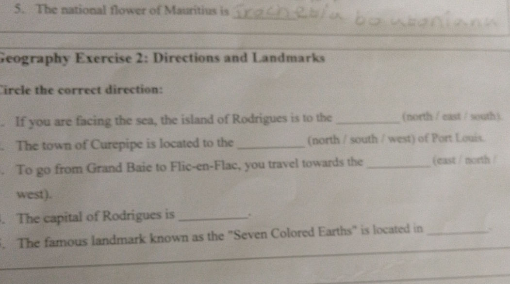 Geography Exercise 2: Directions and | StudyX