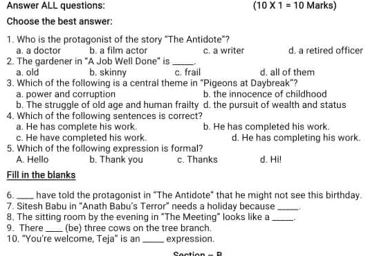 Answer ALL questions: Choose the best | StudyX