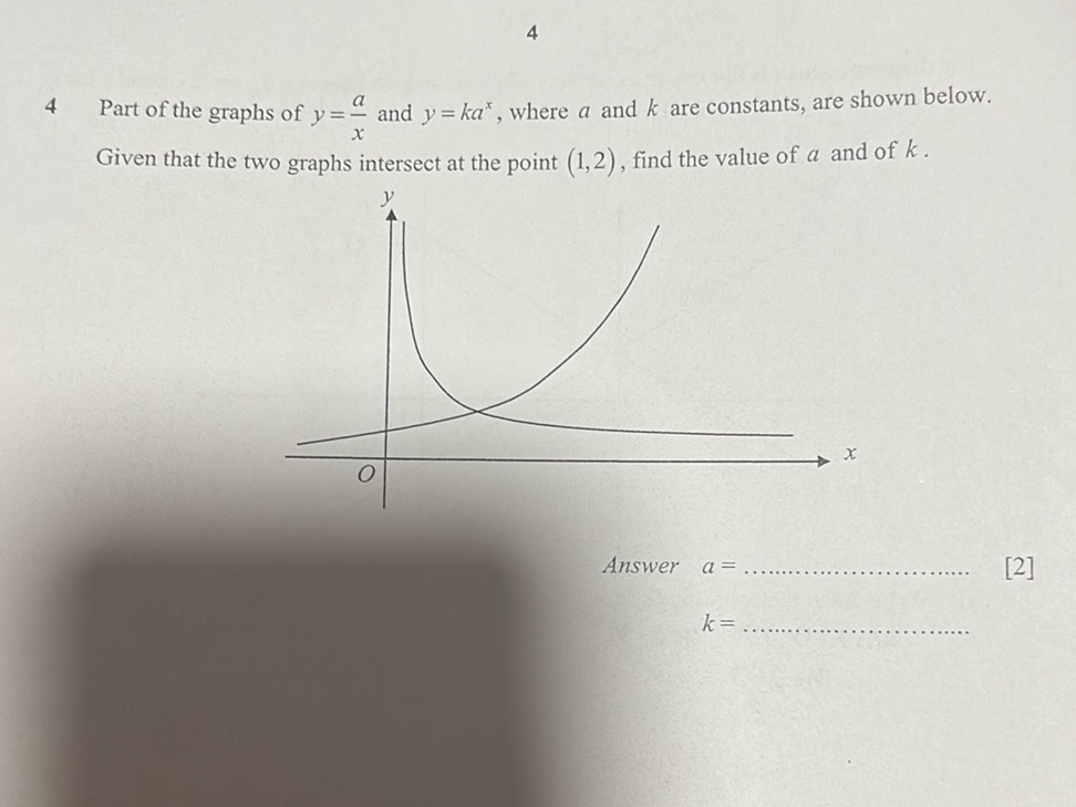 Part of the graphs of $y = {a}{x}$ and $y = | StudyX