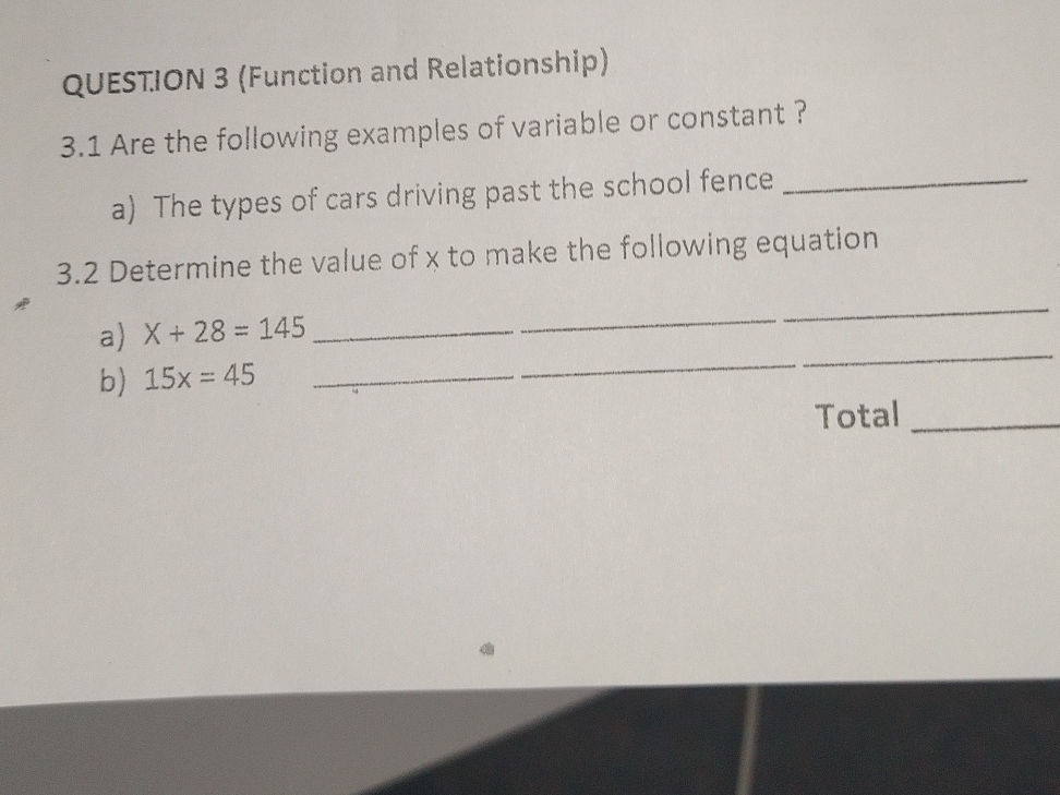 3.1 Are the following examples of variable | StudyX