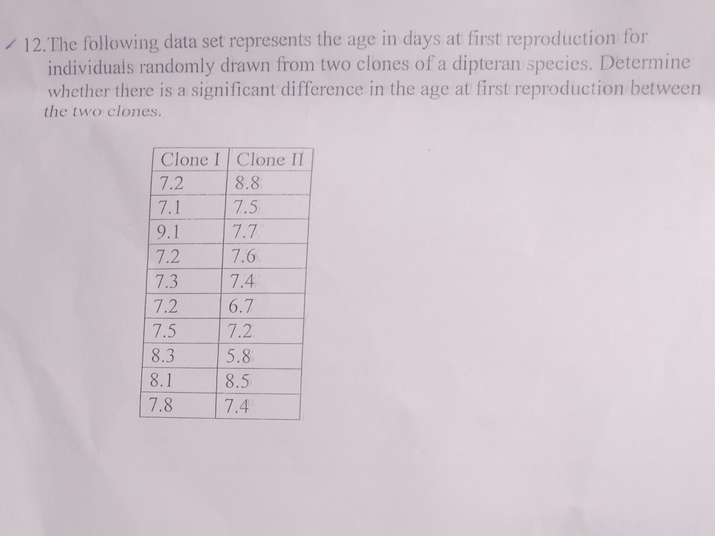 12. The following data set represents the | StudyX
