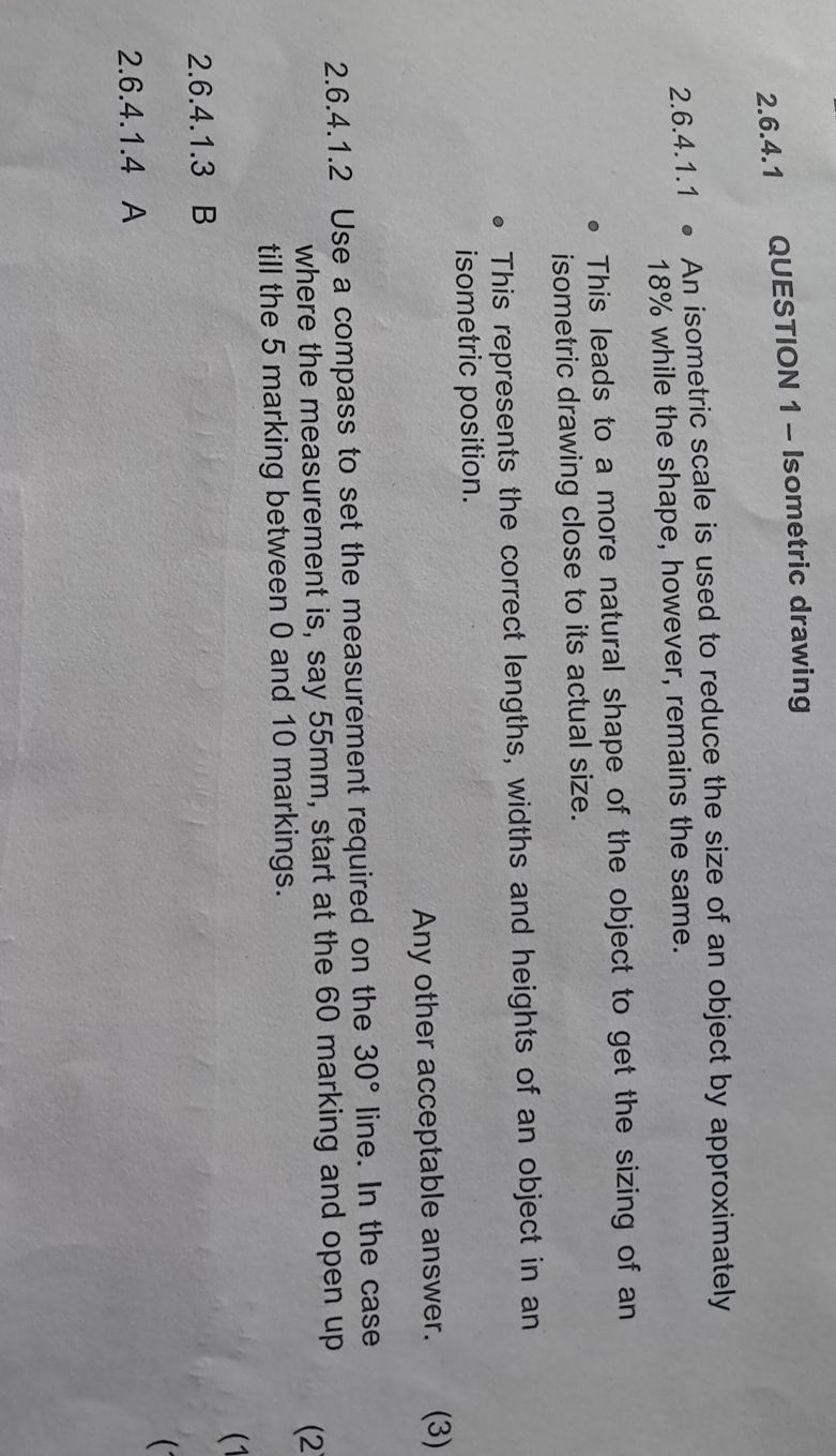 QUESTION 1 - Isometric drawing • An | StudyX