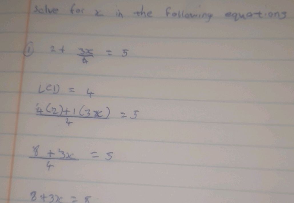 Solve for x in the following equations (1) | StudyX