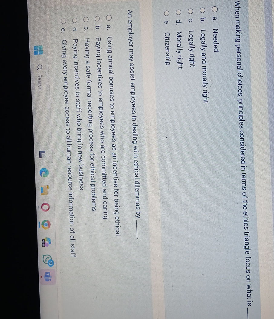 When making personal choices, principles | StudyX