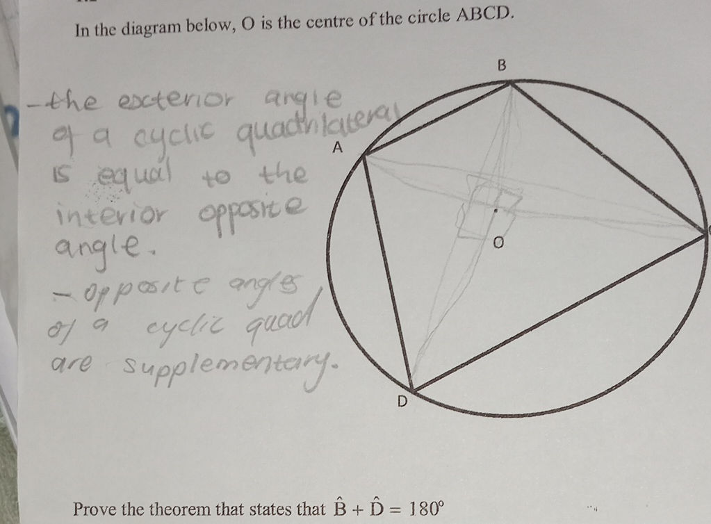 In the diagram below, O is the centre of the | StudyX
