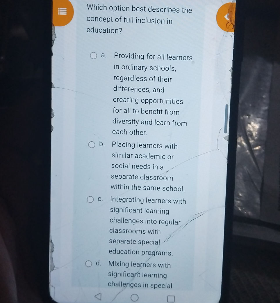 Which option best describes the concept of | StudyX