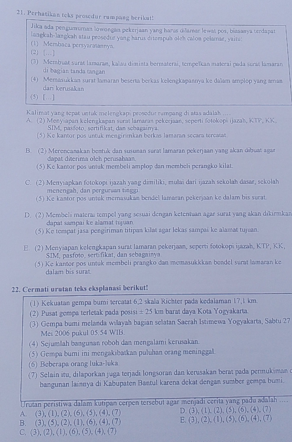 21. Perhatikan teks prosedur rumpang | StudyX