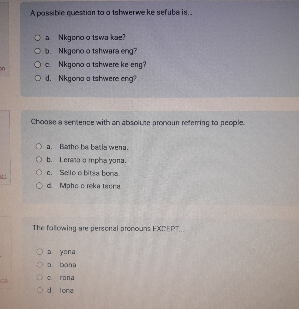 A possible question to o tshwerwe ke sefuba | StudyX