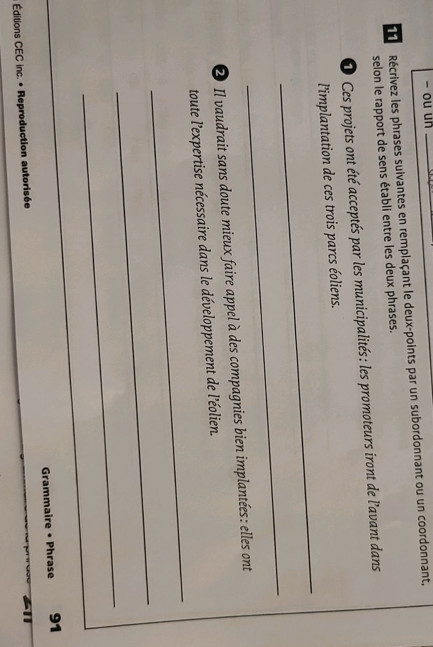 11 Récrivez les phrases suivantes en | StudyX