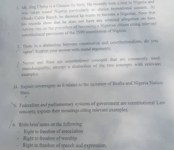 1. Mr. Jing Cheng is a Chinese by birth. He | StudyX