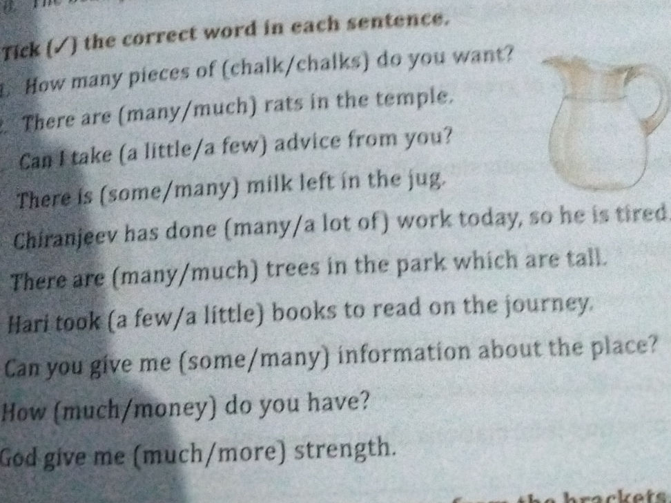 Tick ( ) the correct word in each sentence. | StudyX