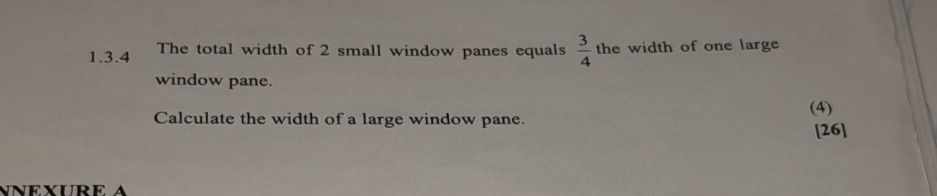 The total width of 2 small window panes | StudyX