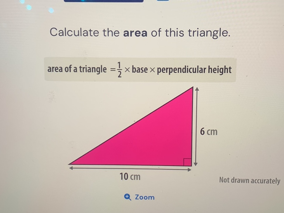 Calculate the area of this triangle. area | StudyX