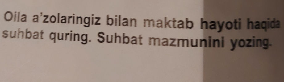 Oila a'zolaringiz bilan maktab hayoti haqida | StudyX