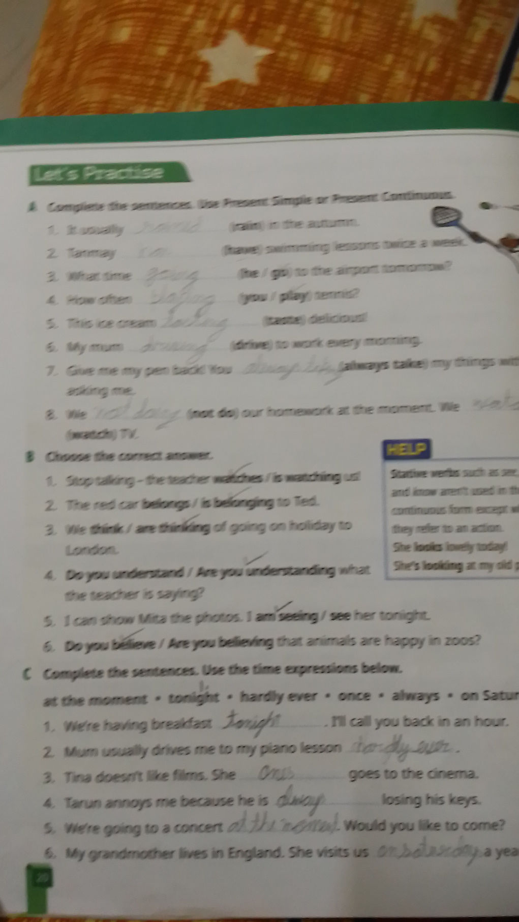 A Complete the sentences. Use Present Simple | StudyX