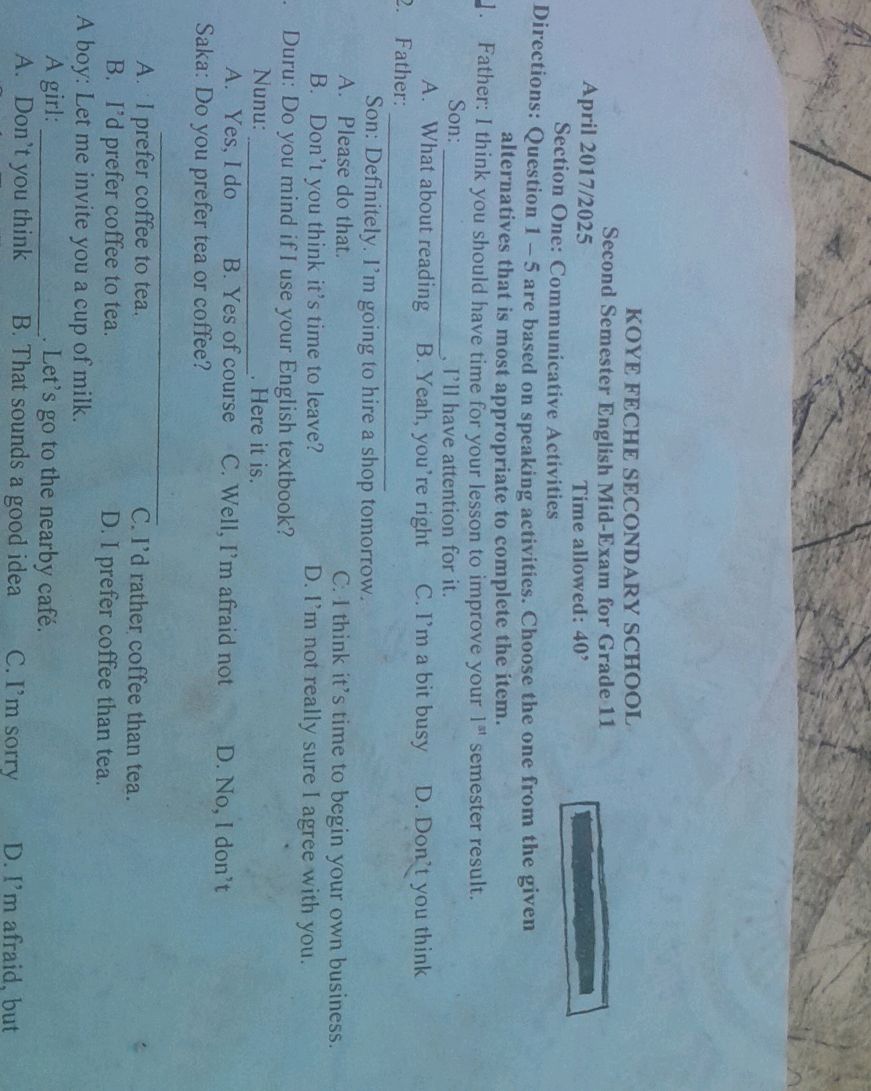 Directions: Question 1 – 5 are based on | StudyX