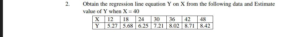 Obtain the regression line equation Y on X | StudyX