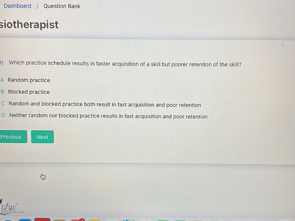 9) Which practice schedule results in faster | StudyX