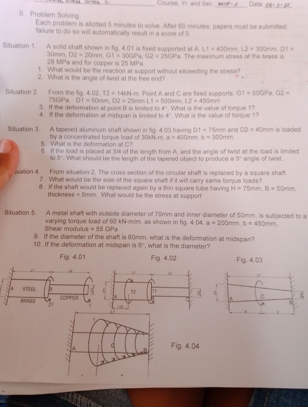 II. Problem Solving. Each problem is | StudyX