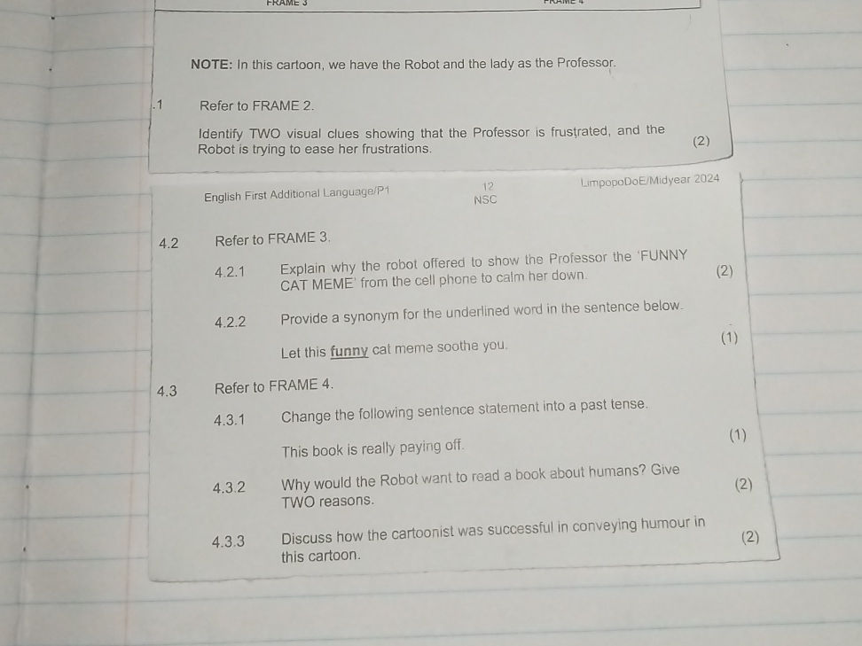 1. Refer to FRAME 2. Identify TWO visual | StudyX