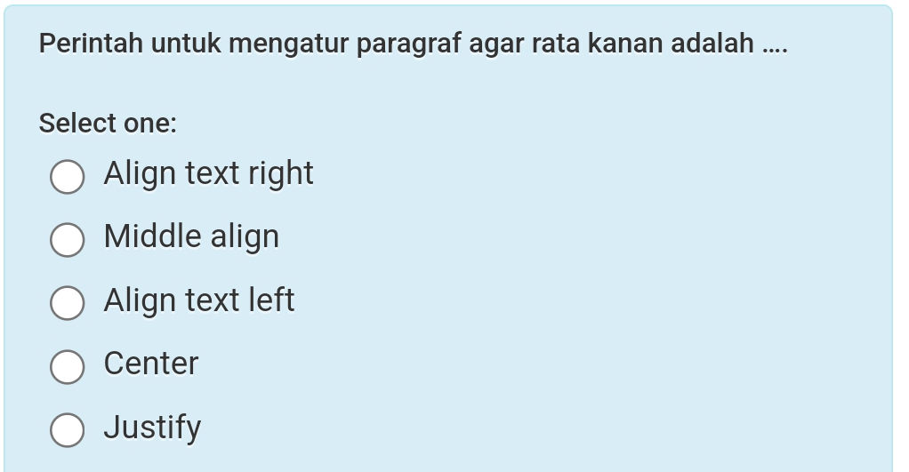 Perintah untuk mengatur paragraf agar rata | StudyX