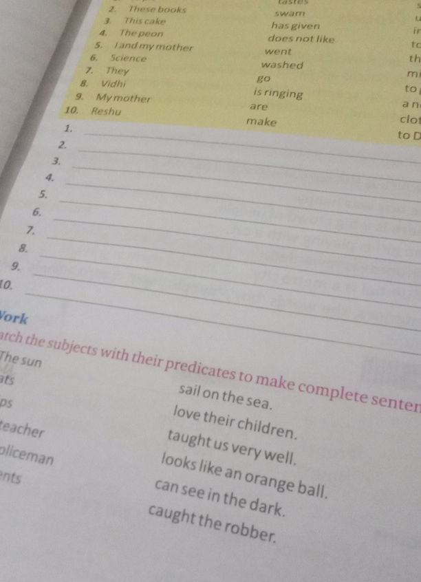 Match the subjects with their predicates to | StudyX