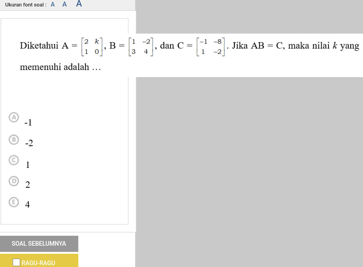 Diketahui $A = 2 k 1 0 \$, $B = 1 | StudyX