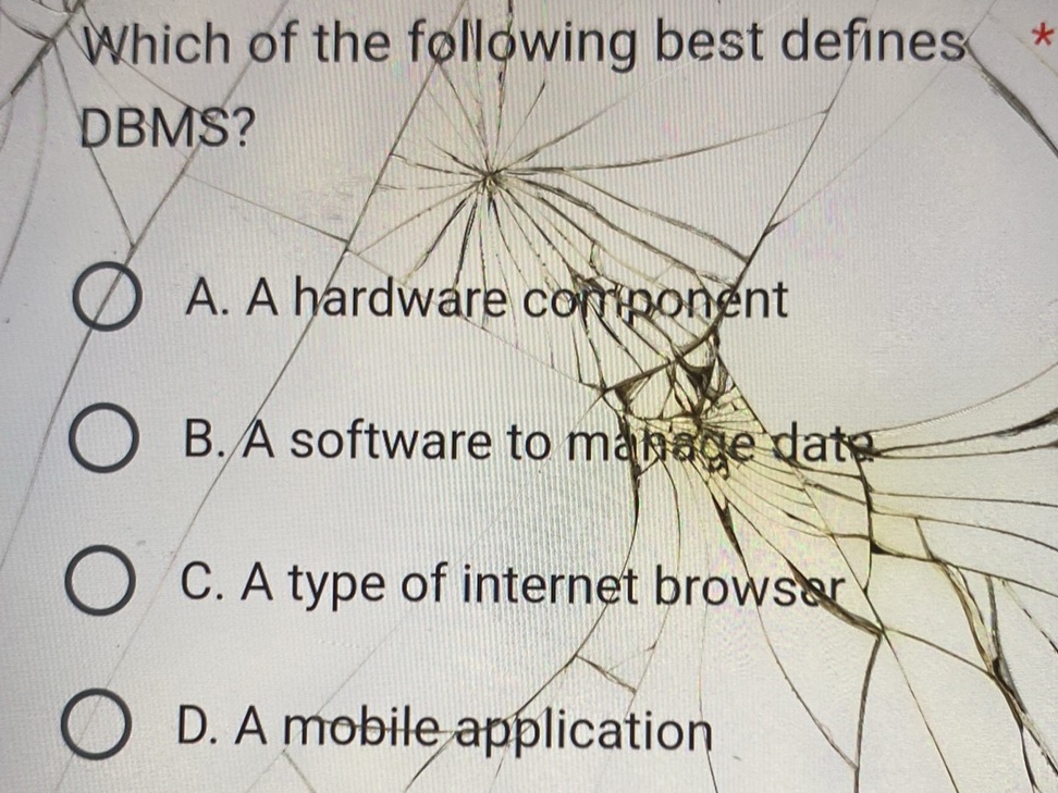 Which of the following best defines DBMS? | StudyX