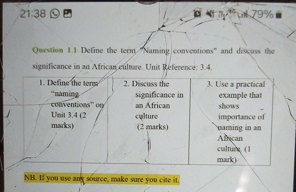 Question 1.1 Define the term "Naming | StudyX