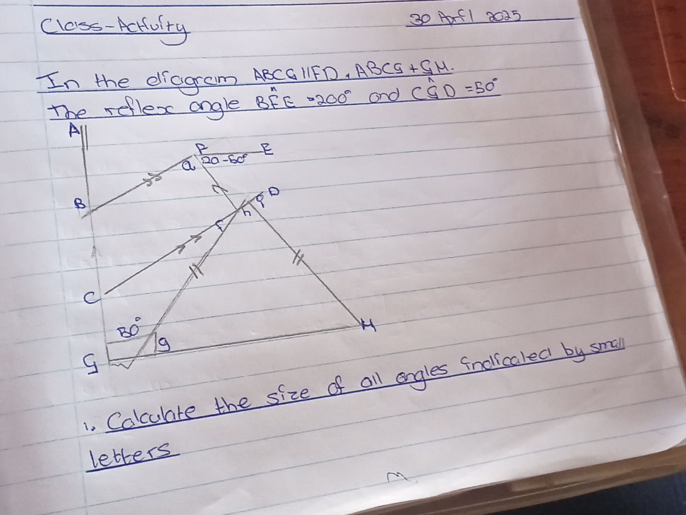 In the diagram ABCG || FD, ABCG + GM. The | StudyX