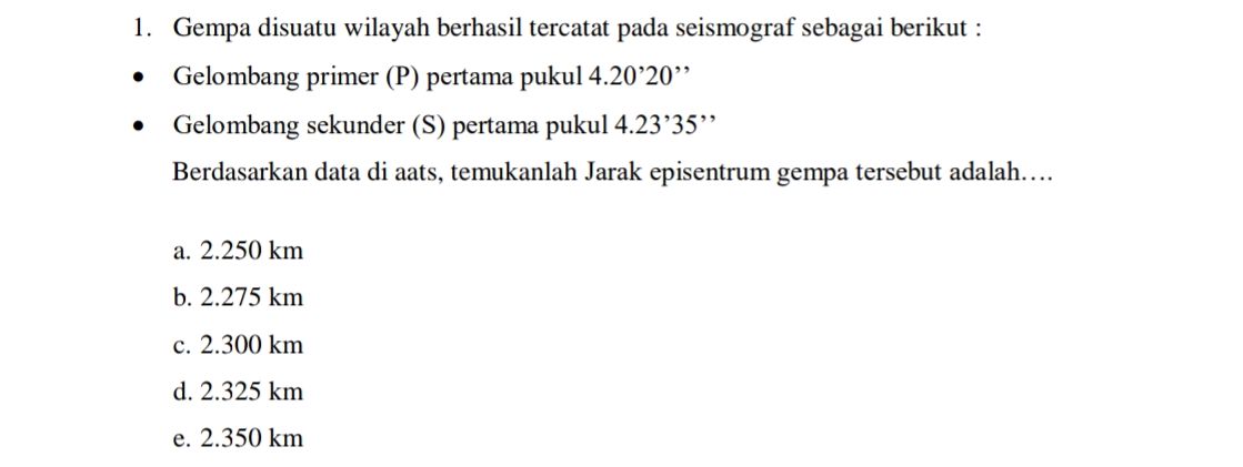 1. Gempa disuatu wilayah berhasil tercatat | StudyX