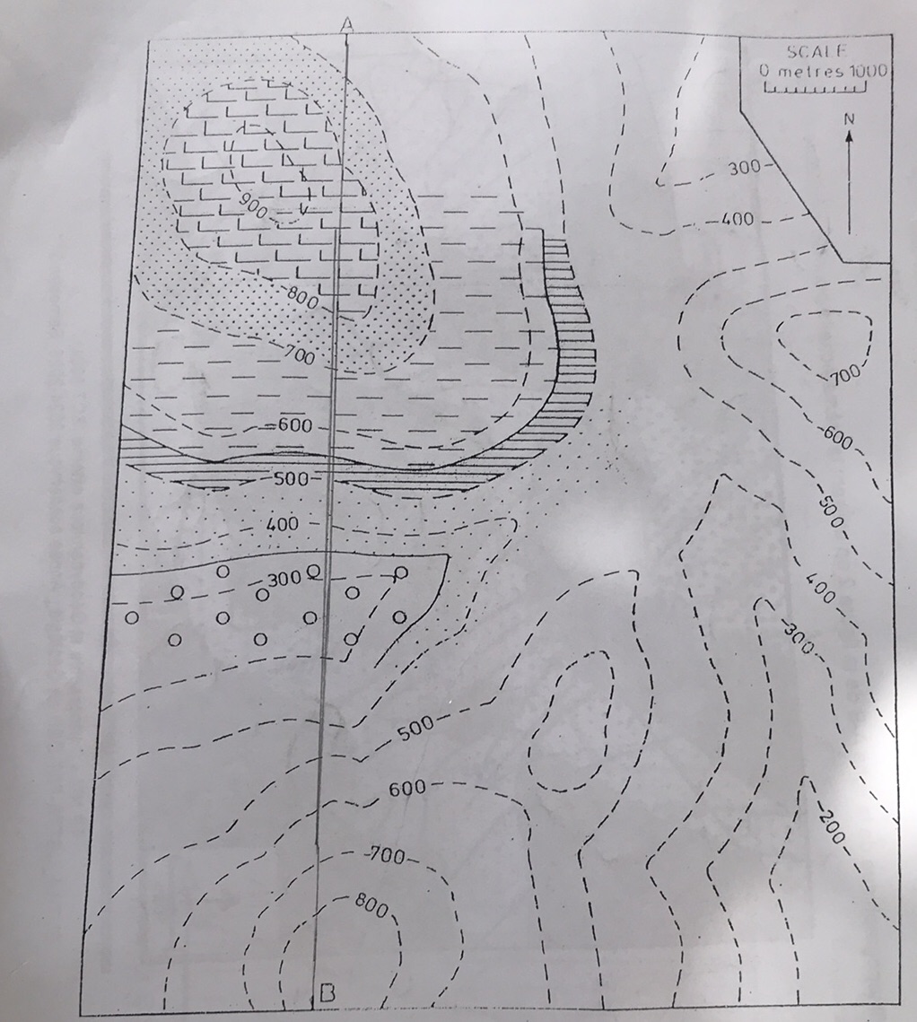 The image is a topographic map with contour | StudyX