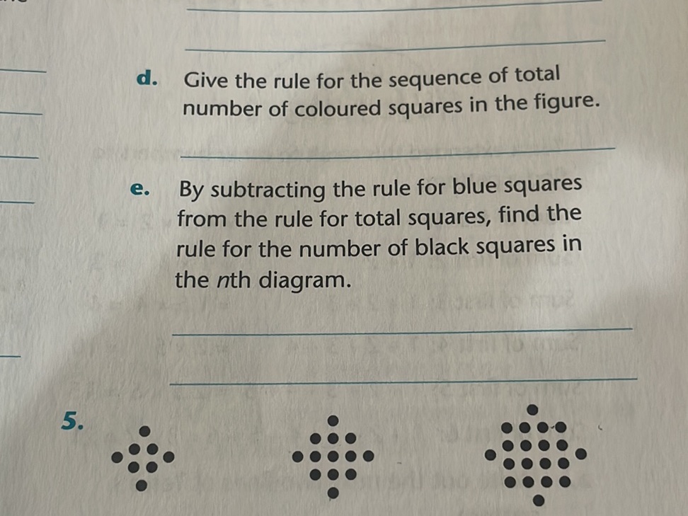 d. Give the rule for the sequence of total | StudyX