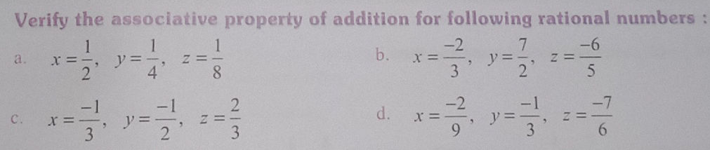 Verify the associative property of addition | StudyX