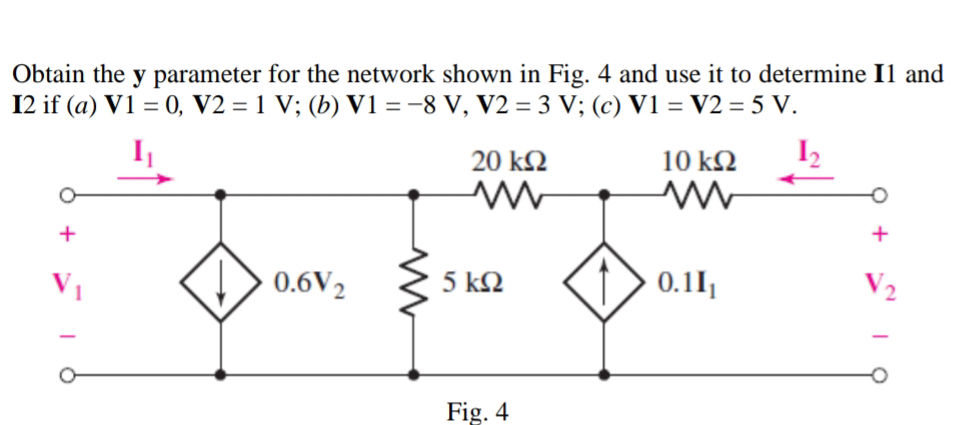 Obtain the y parameter for the network shown | StudyX