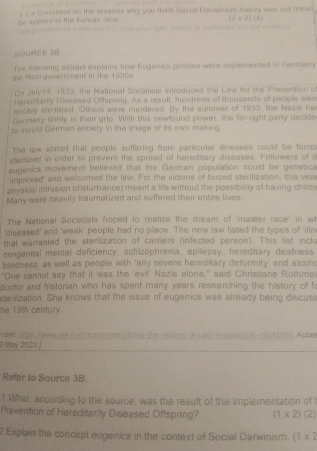 Refer to Source 3B. 1 What, according to | StudyX