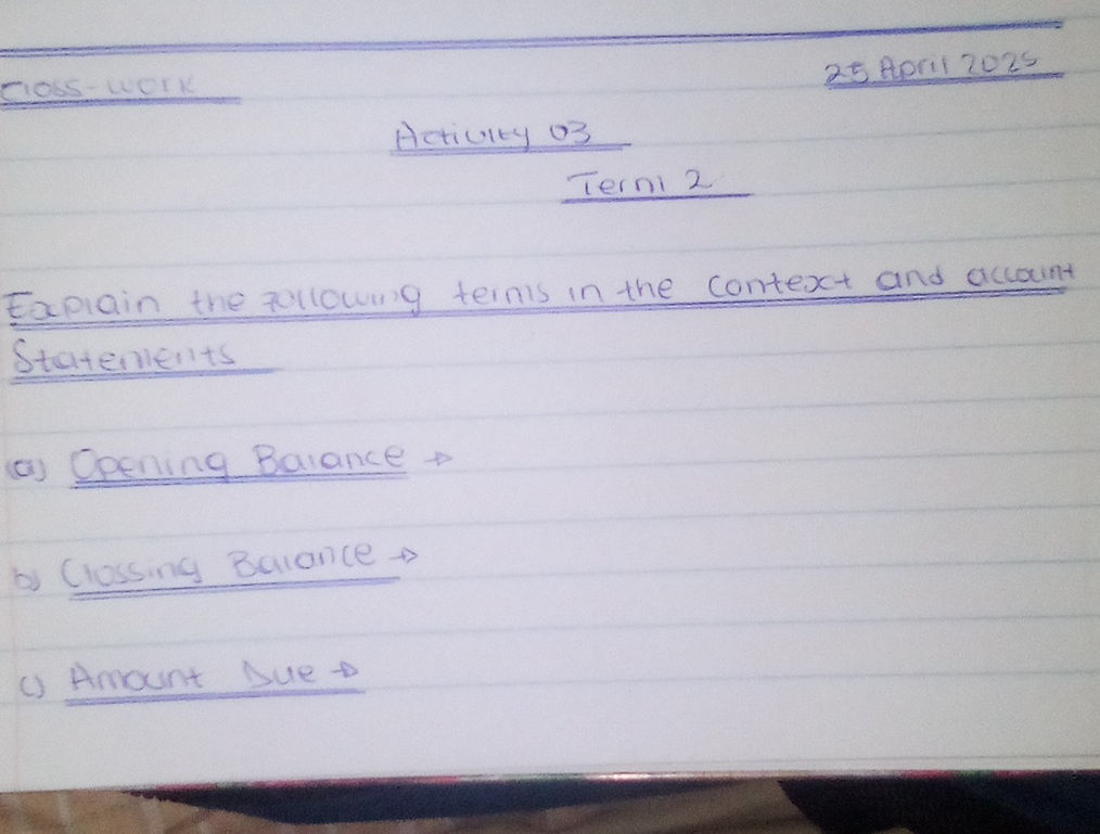 Explain the following terms in the context | StudyX