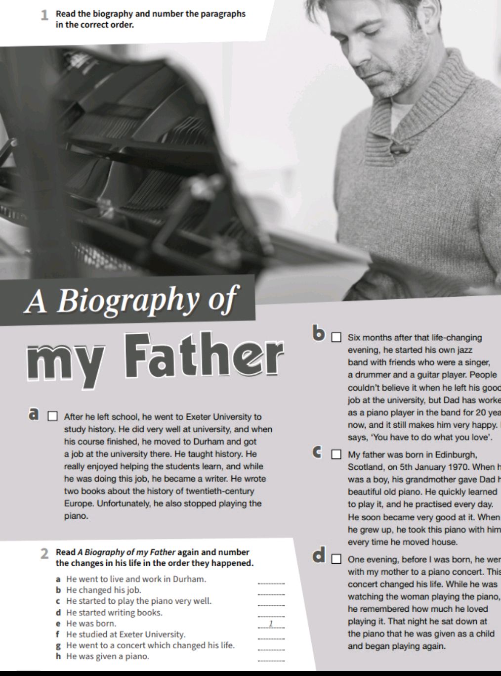 1 Read the biography and number the | StudyX