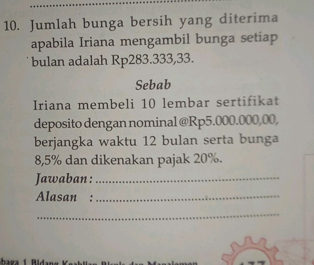 10. Jumlah bunga bersih yang diterima | StudyX