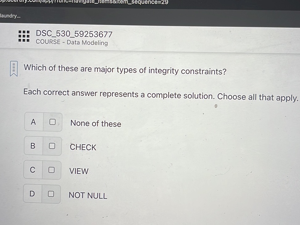 Which of these are major types of integrity | StudyX