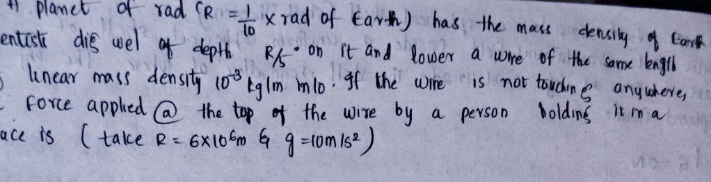 A planet of rad $R = {1}{10} rad$ of | StudyX