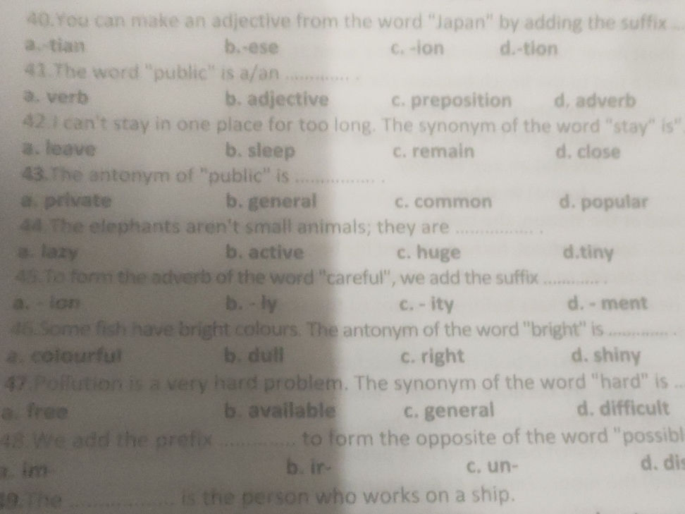 40. You can make an adjective from the word | StudyX