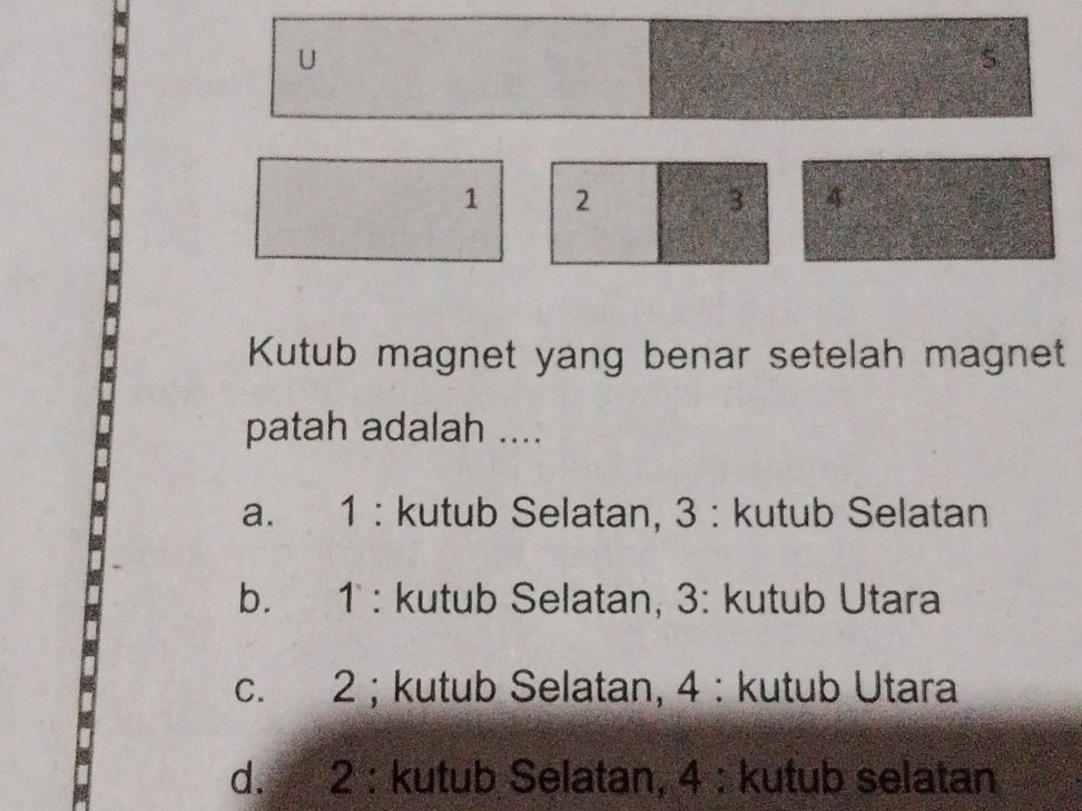 Kutub magnet yang benar setelah magnet patah | StudyX