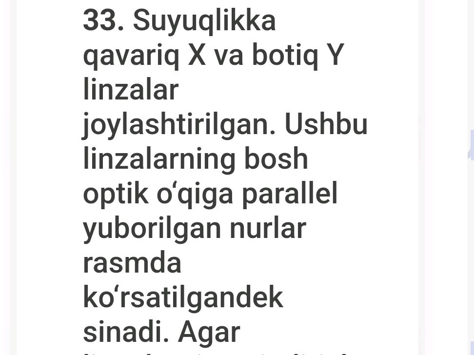 33. Suyuqlikka qavariq X va botiq Y linzalar | StudyX