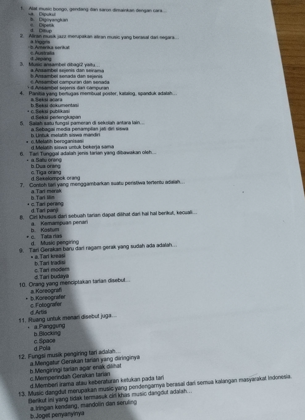 1. Alat music bongo, gendang dan saron | StudyX