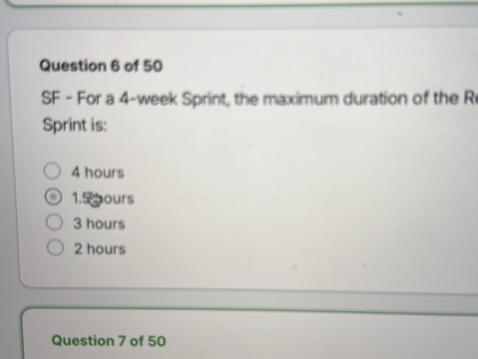 Question 6 of 50 SF - For a 4-week Sprint, | StudyX